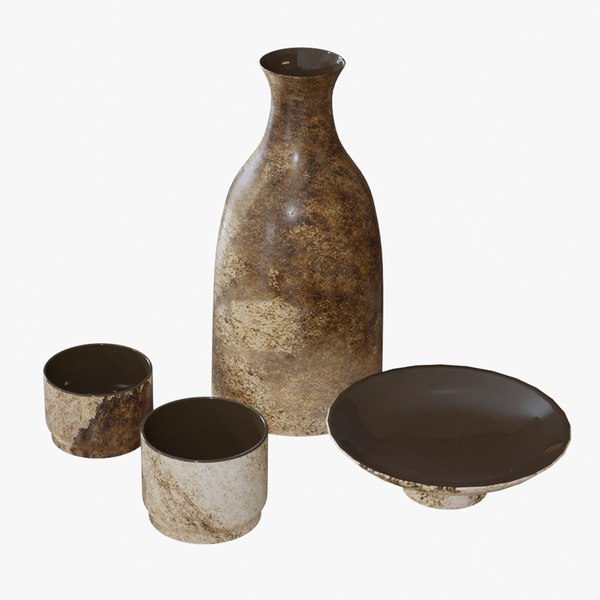 modelo 3d Set de sake con manchas marrones - TurboSquid 2242312