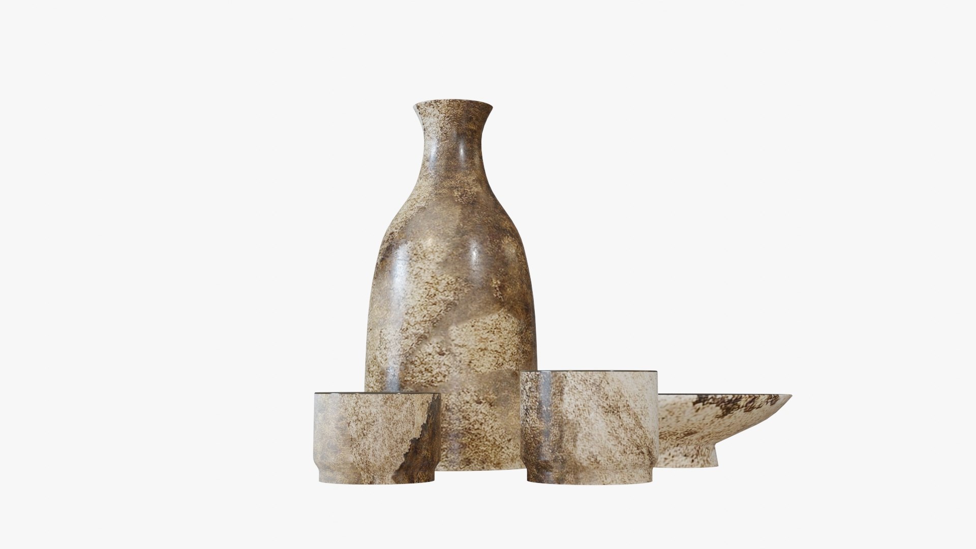 3D Brown Stains Sake Set Model - TurboSquid 2242312