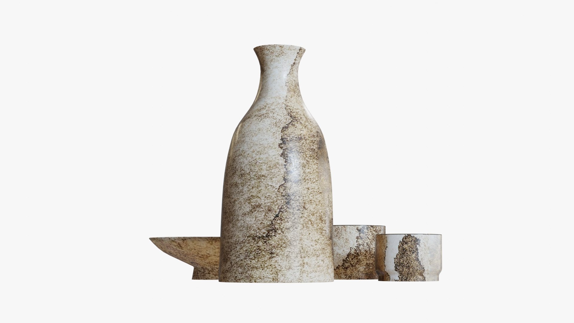 3D Brown Stains Sake Set Model - TurboSquid 2242312