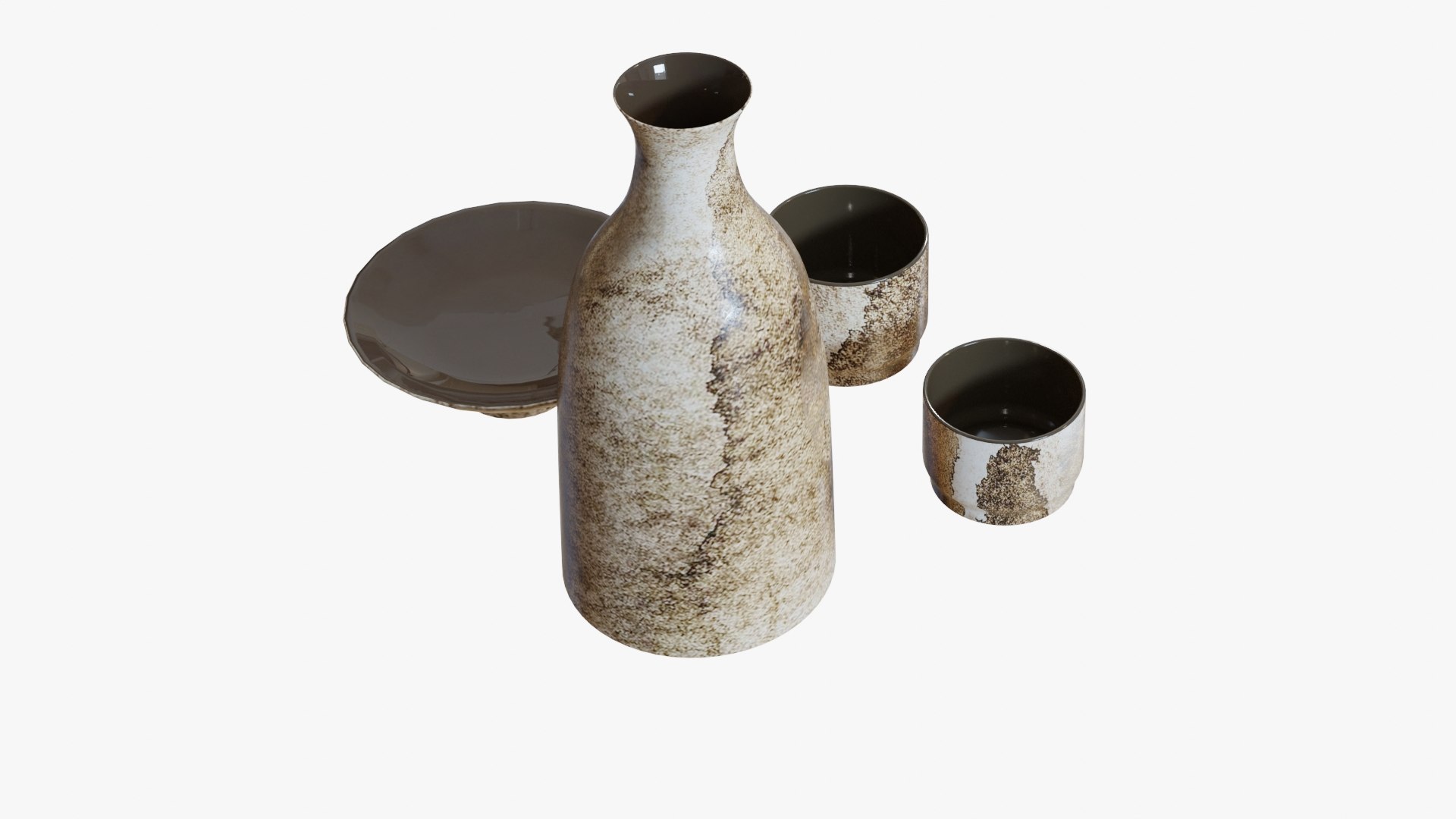 3D Brown Stains Sake Set Model - TurboSquid 2242312
