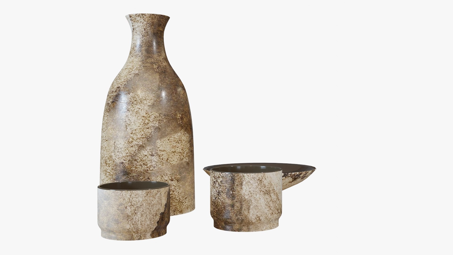 3D Brown Stains Sake Set Model - TurboSquid 2242312