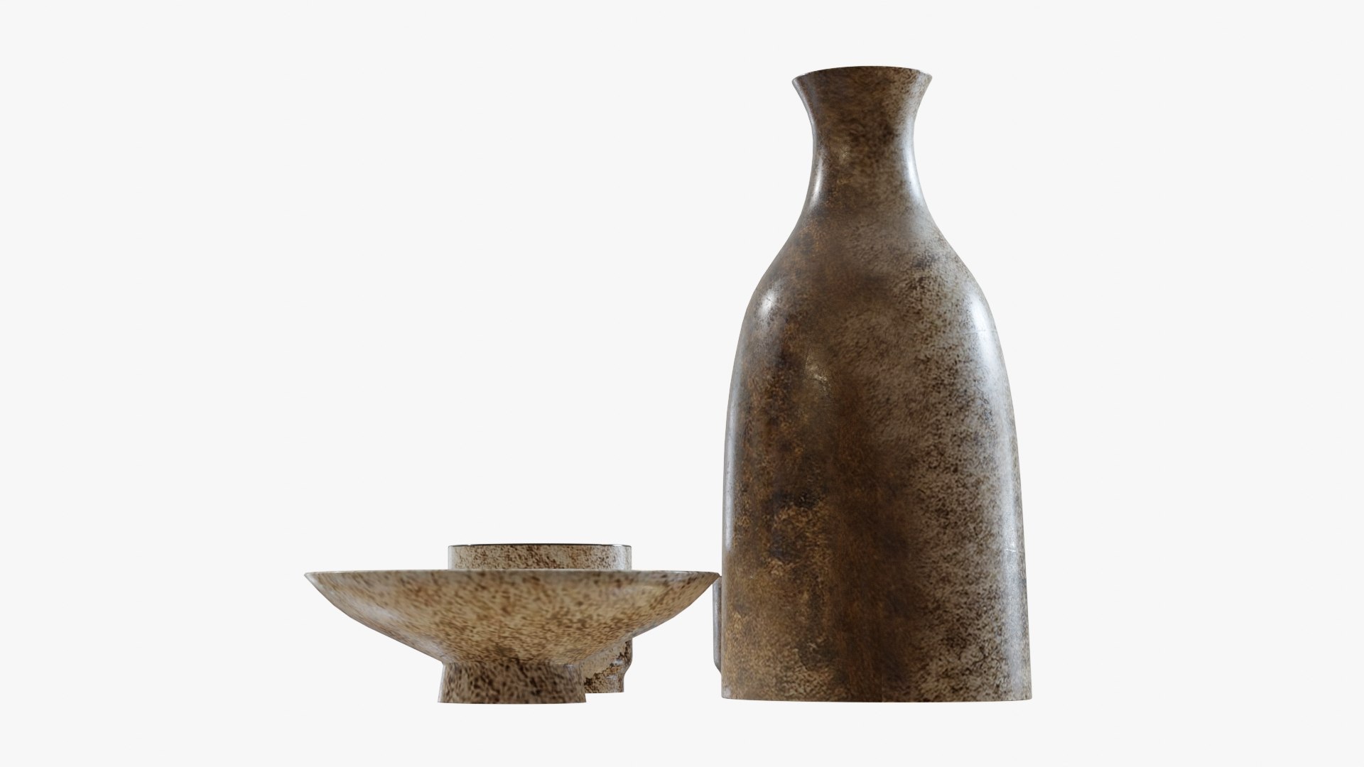 3D Brown Stains Sake Set Model - TurboSquid 2242312
