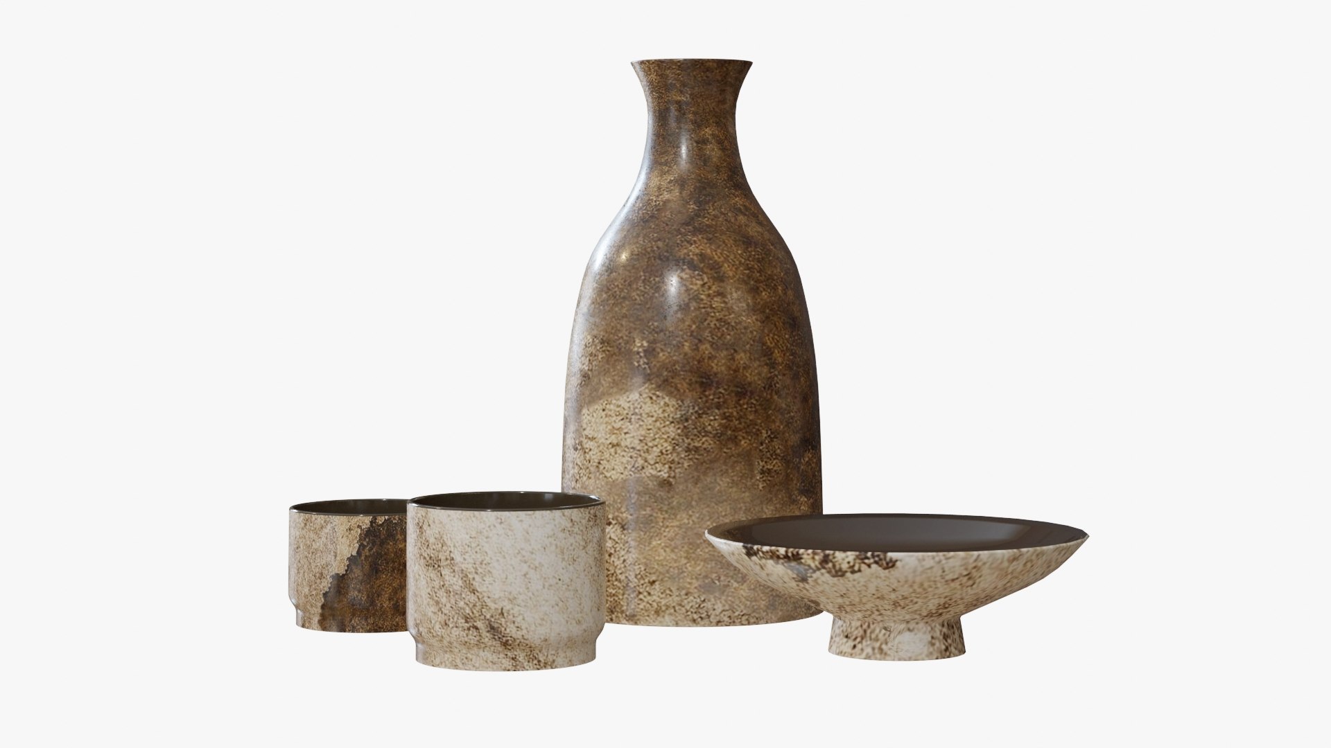 3D Brown Stains Sake Set Model - TurboSquid 2242312