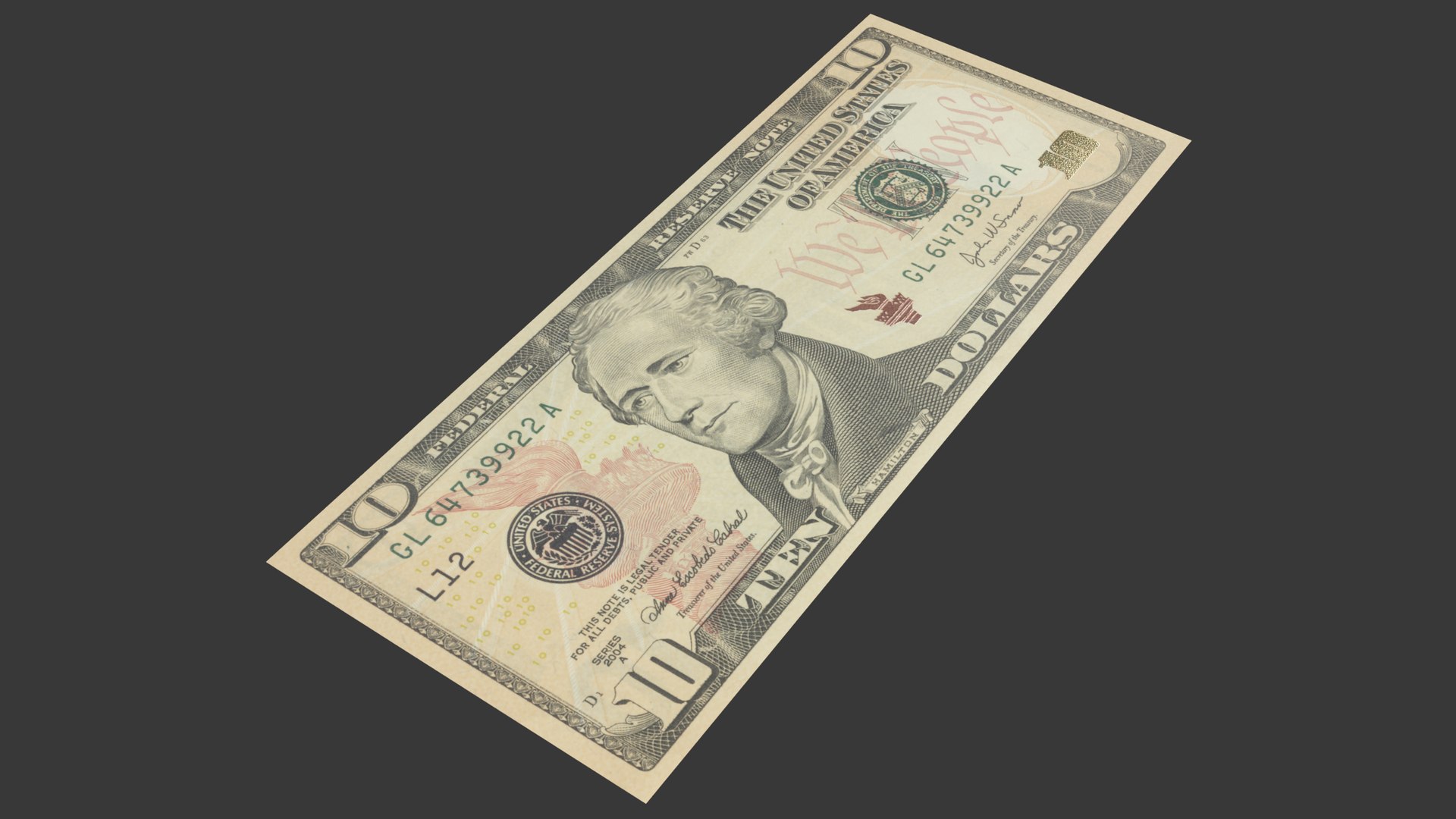 Dollar bill 3D model - TurboSquid 1544916
