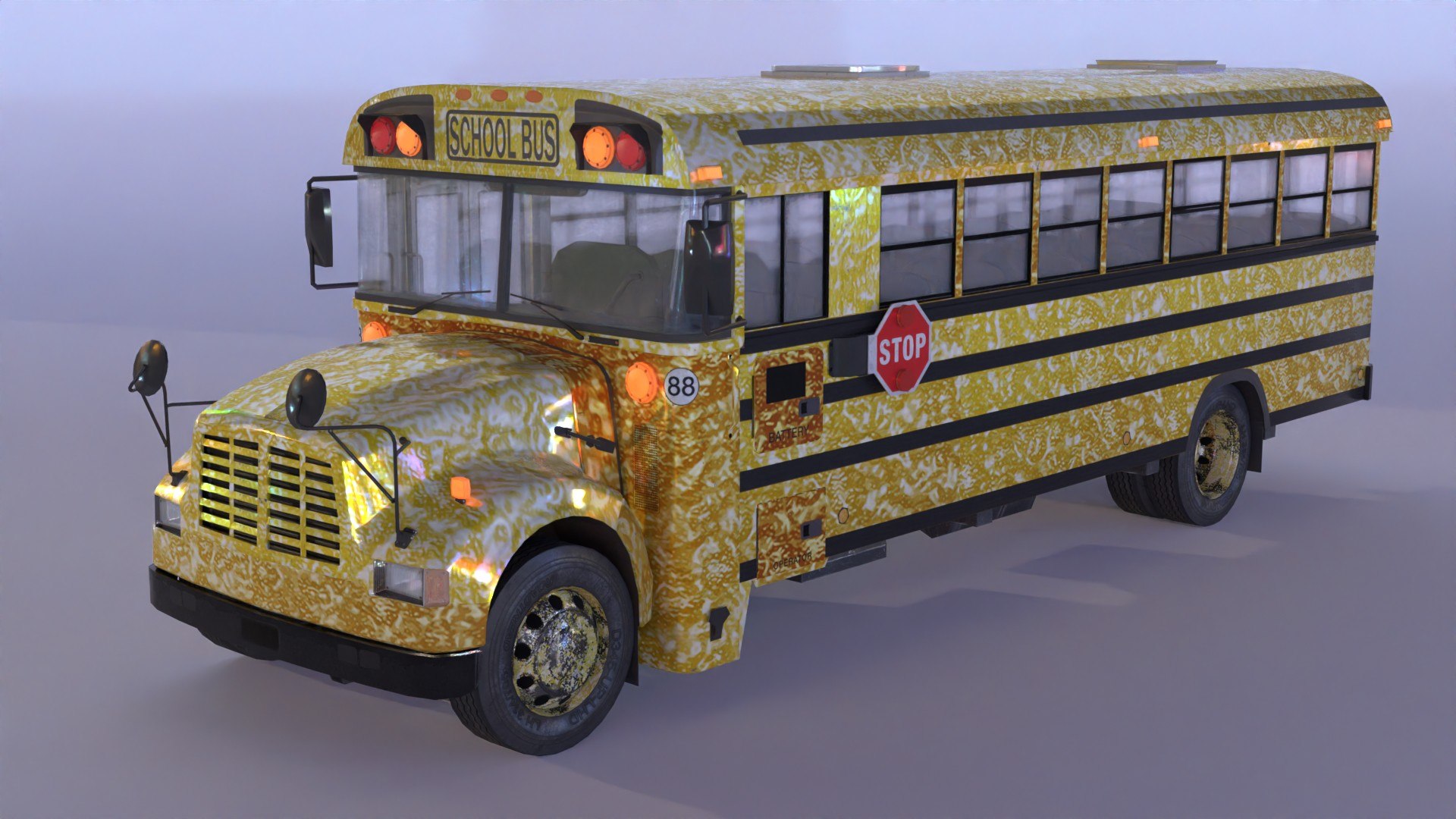 Golden School Bus - TurboSquid 2290246