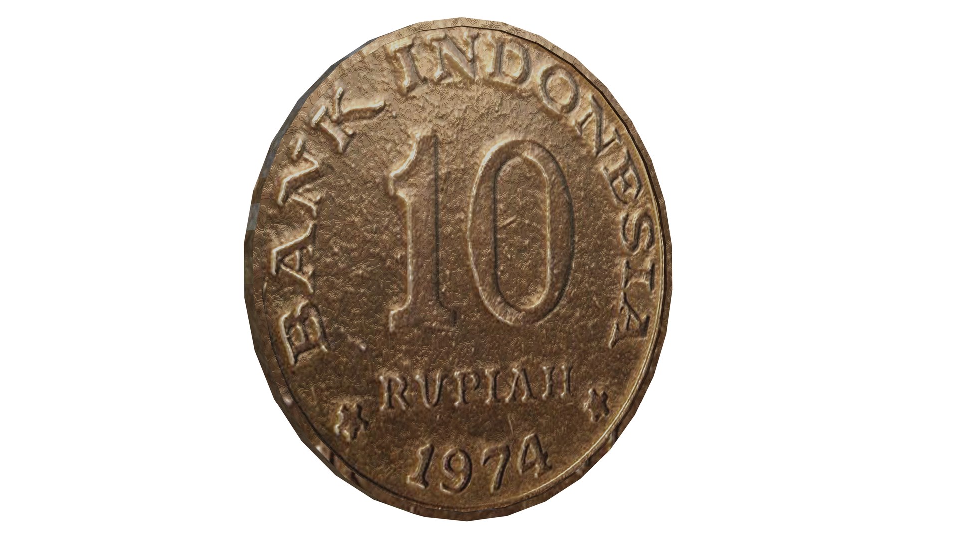 3D Indonesian 10 Rupiah Coin 1974 Antique Currency With Authentic ...