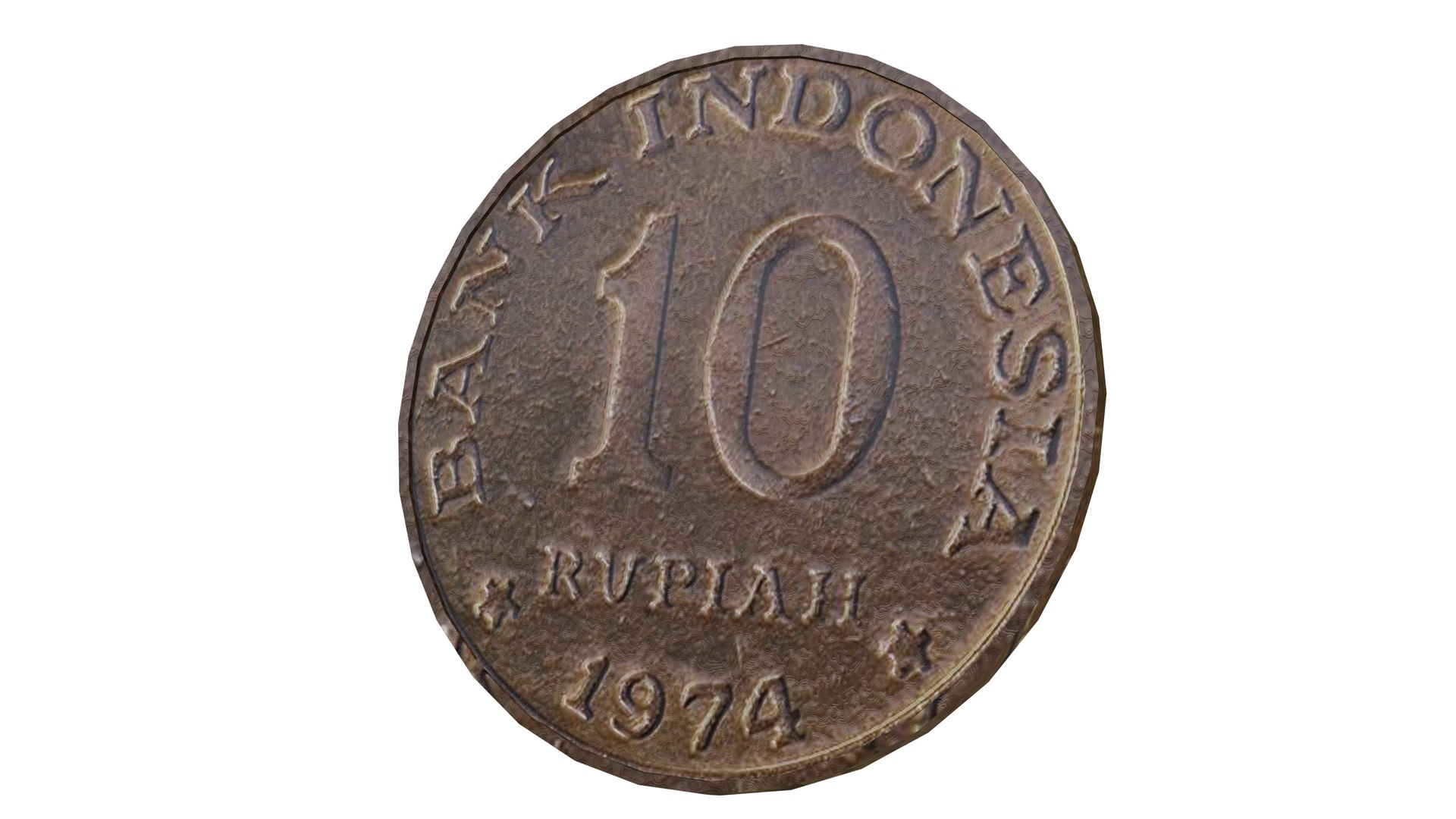 3D Indonesian 10 Rupiah Coin 1974 Antique Currency With Authentic ...