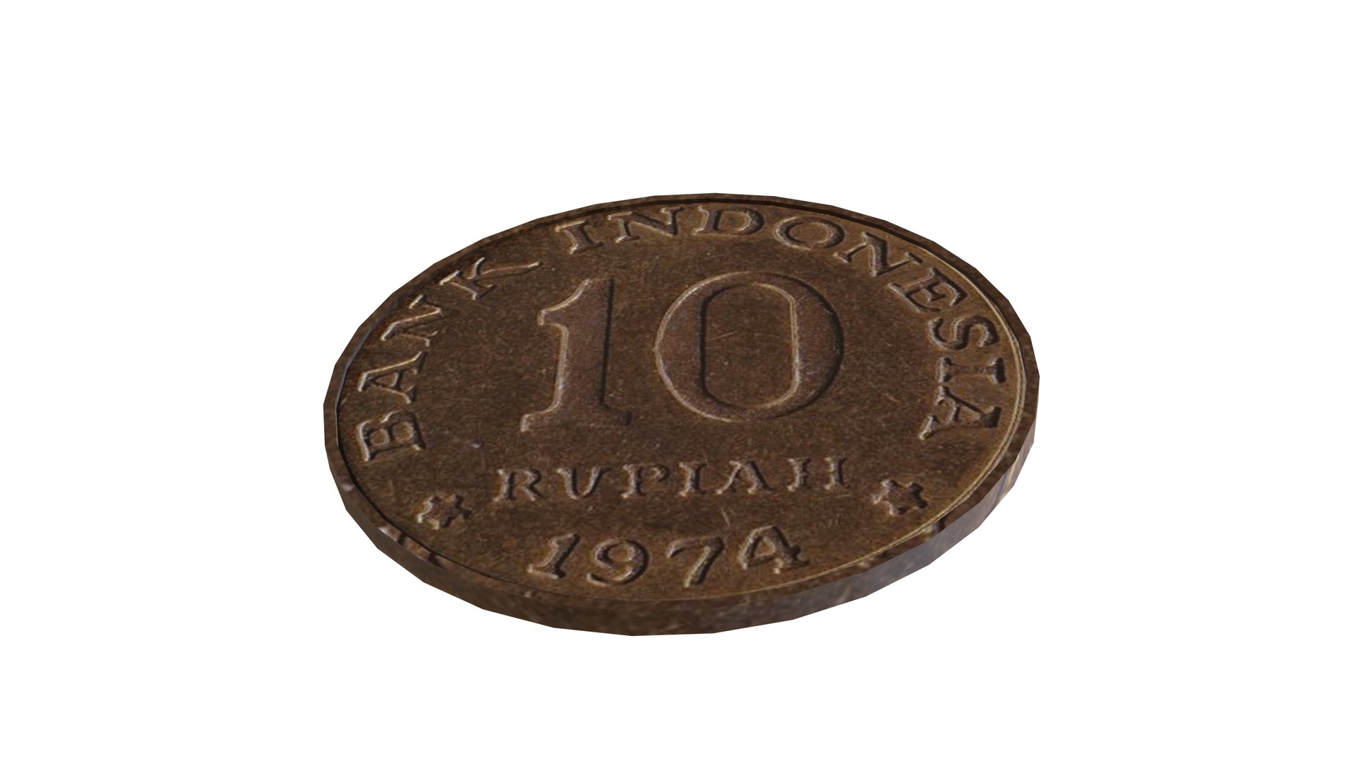 3D Indonesian 10 Rupiah Coin 1974 Antique Currency With Authentic ...