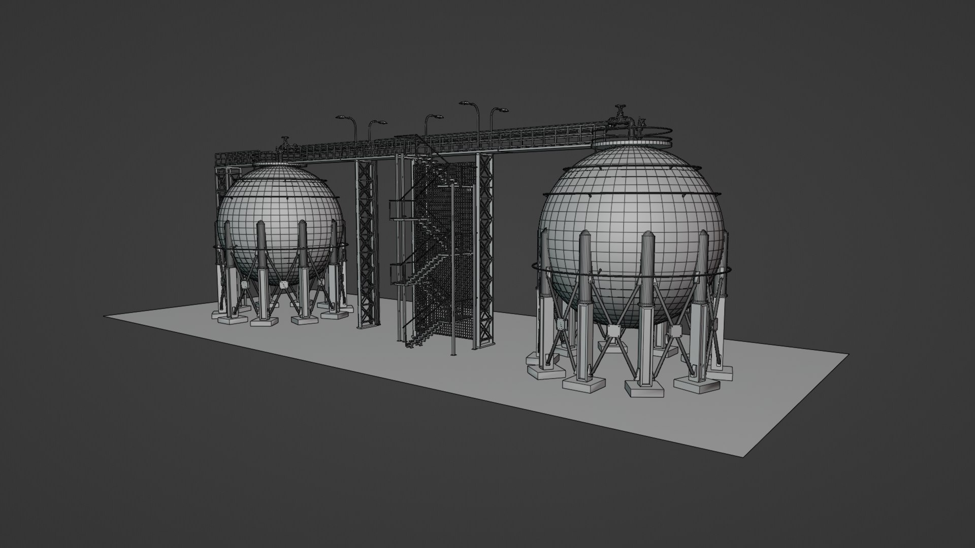 3D Realistic Twin Gas Storage - TurboSquid 2040798