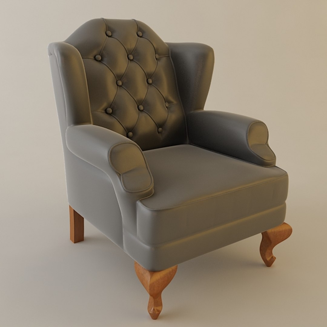 3d chair tufted wing model
