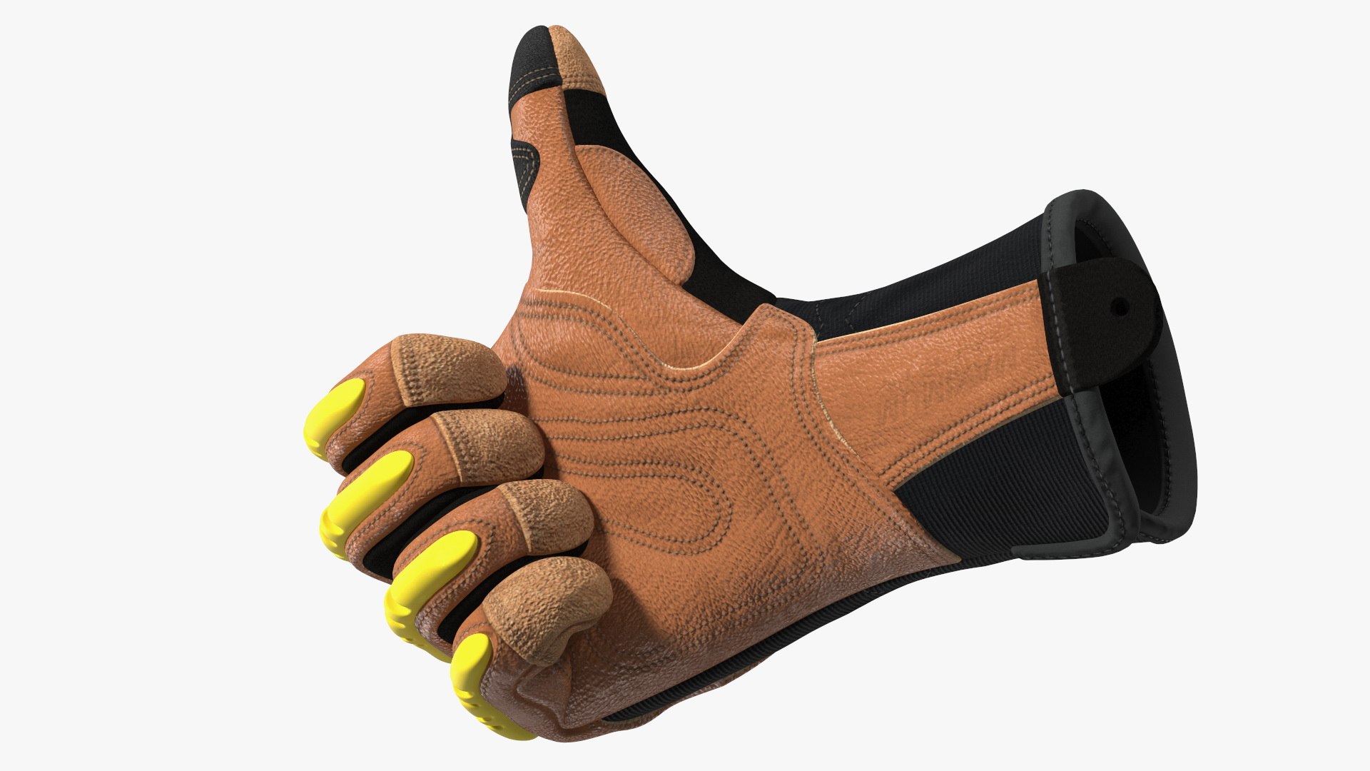 Safety Leather Gloves With Knuckle Guards Thumbs Up 3D Model ...