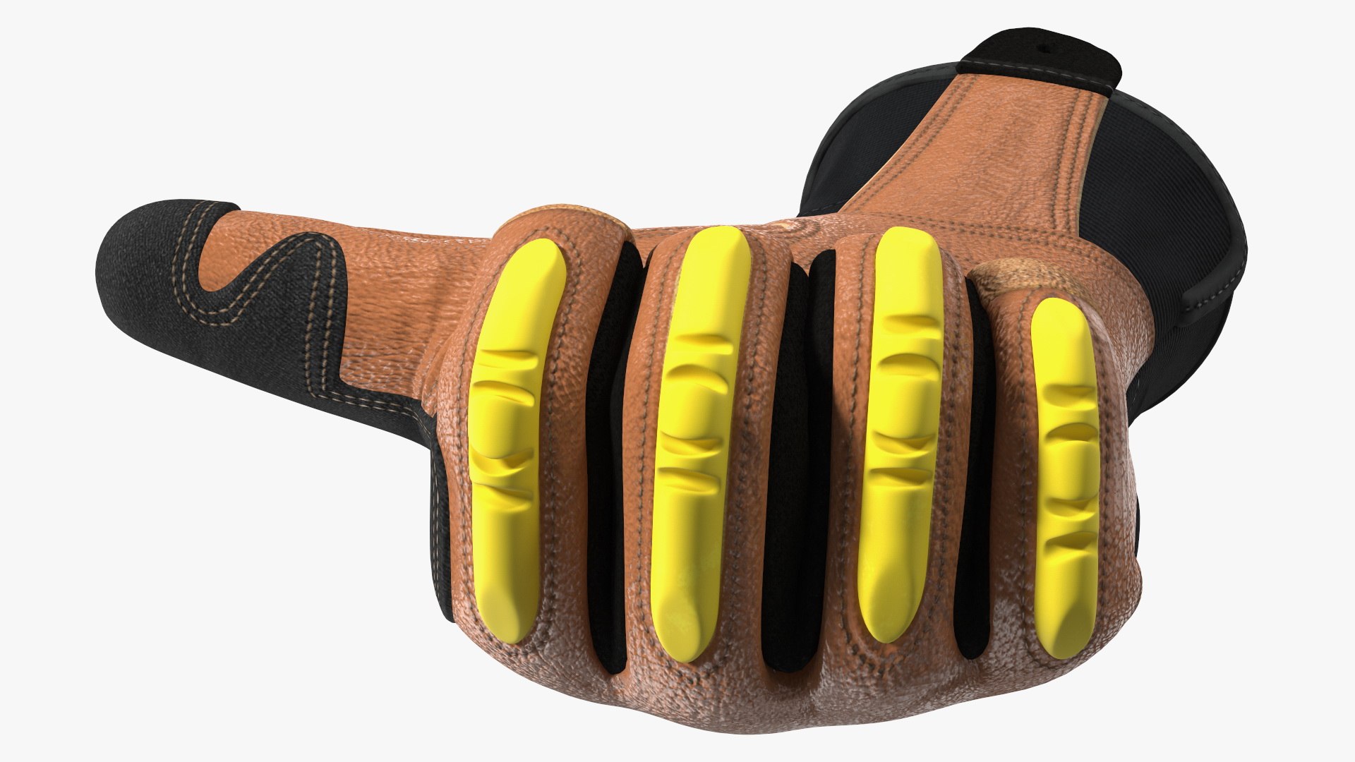 Safety Leather Gloves With Knuckle Guards Thumbs Up 3D Model ...
