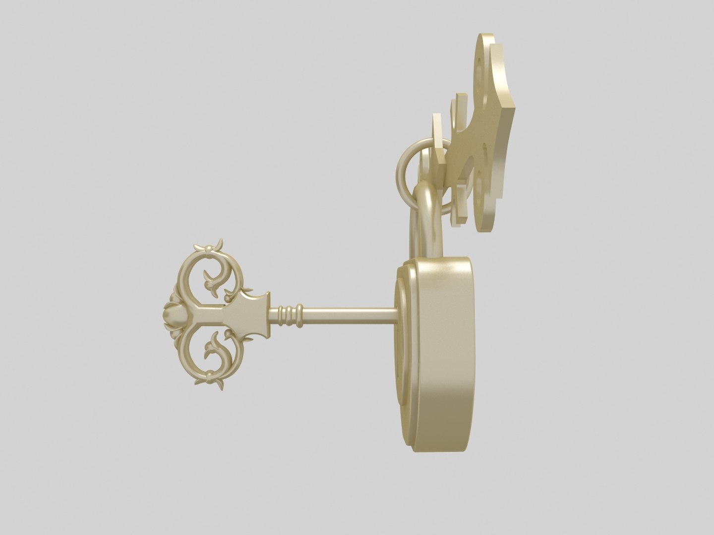 Old Golden Key Lock 3D Model - TurboSquid 1447372