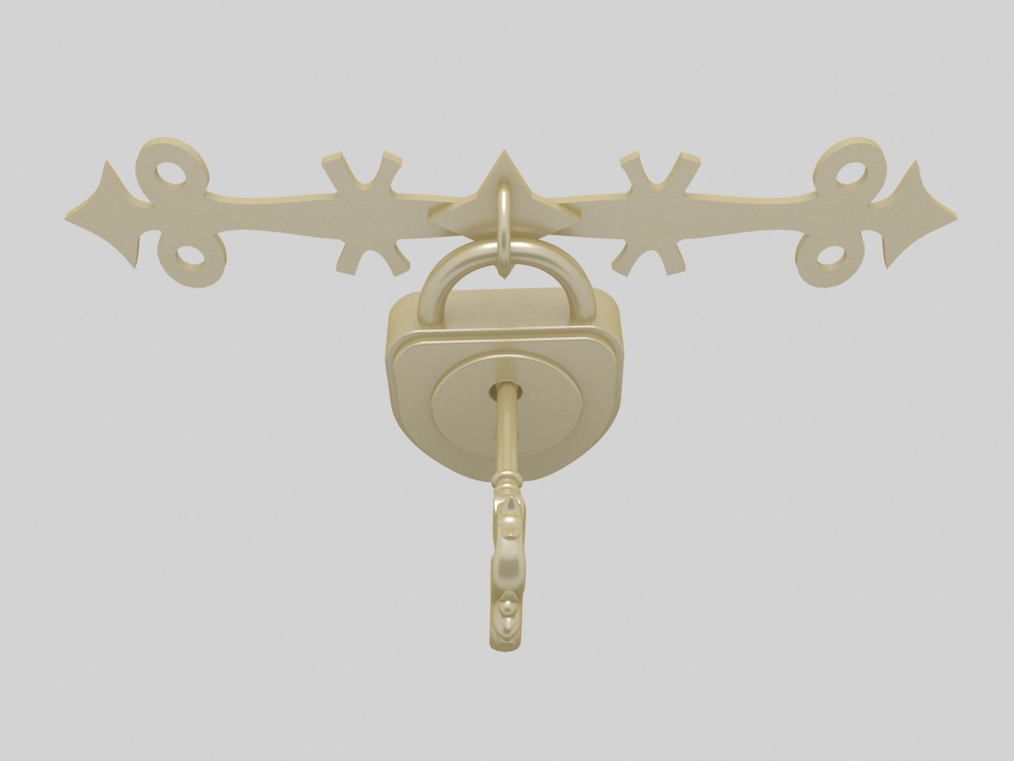 Old Golden Key Lock 3D Model - TurboSquid 1447372