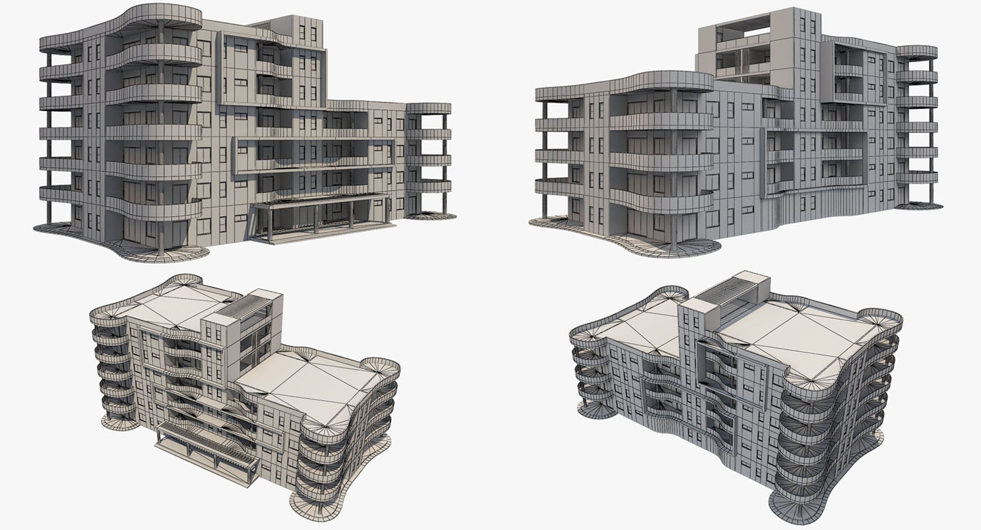 Free Apartment Building 6 3D Model - TurboSquid 1435007