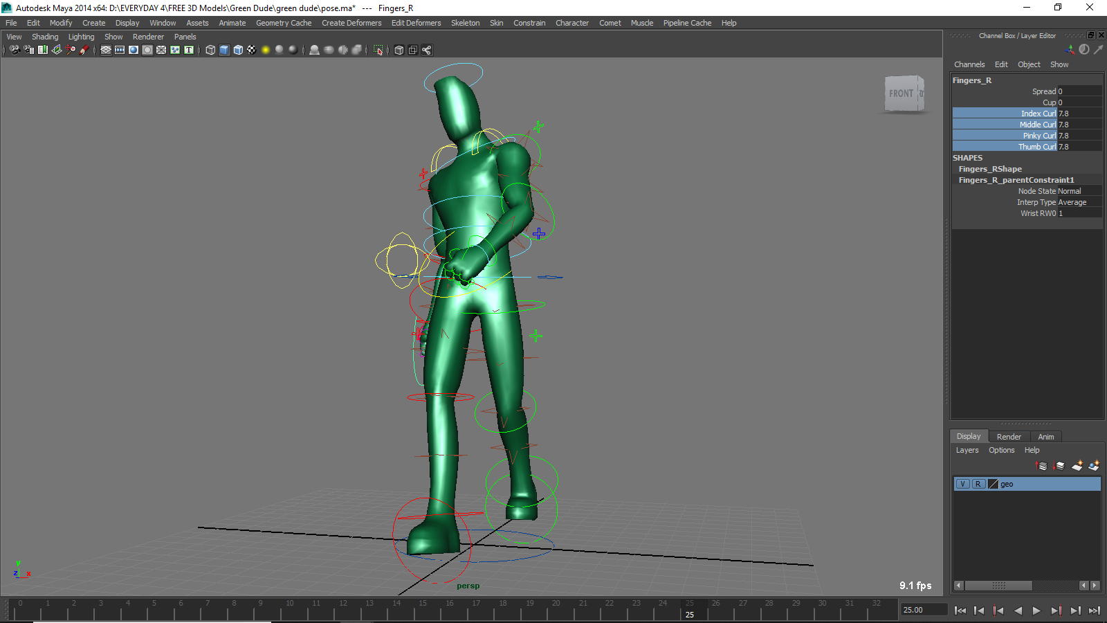 modelo 3d Green Dude Maya Rig gratis - TurboSquid 1357397