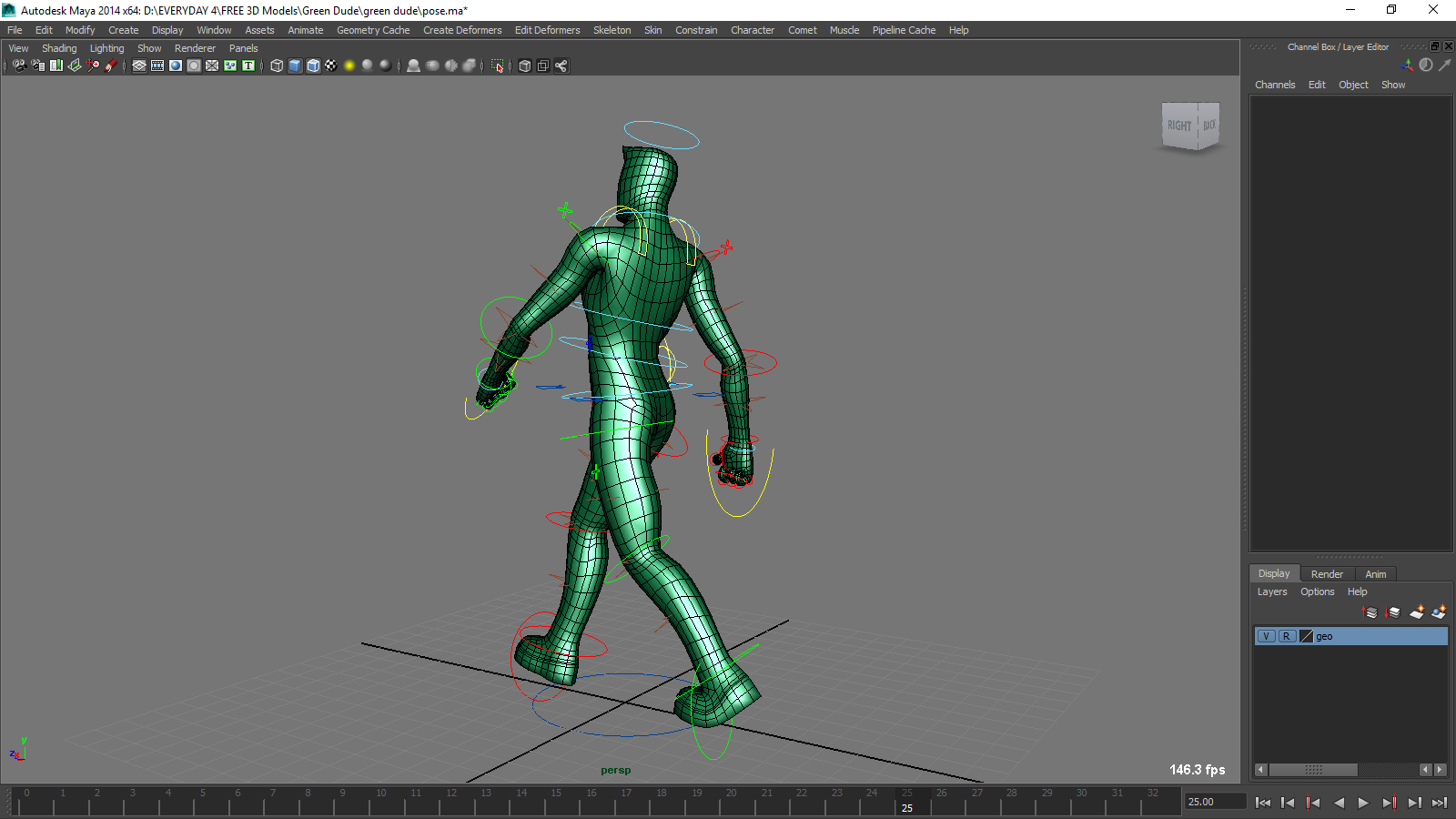 modelo 3d Green Dude Maya Rig gratis - TurboSquid 1357397