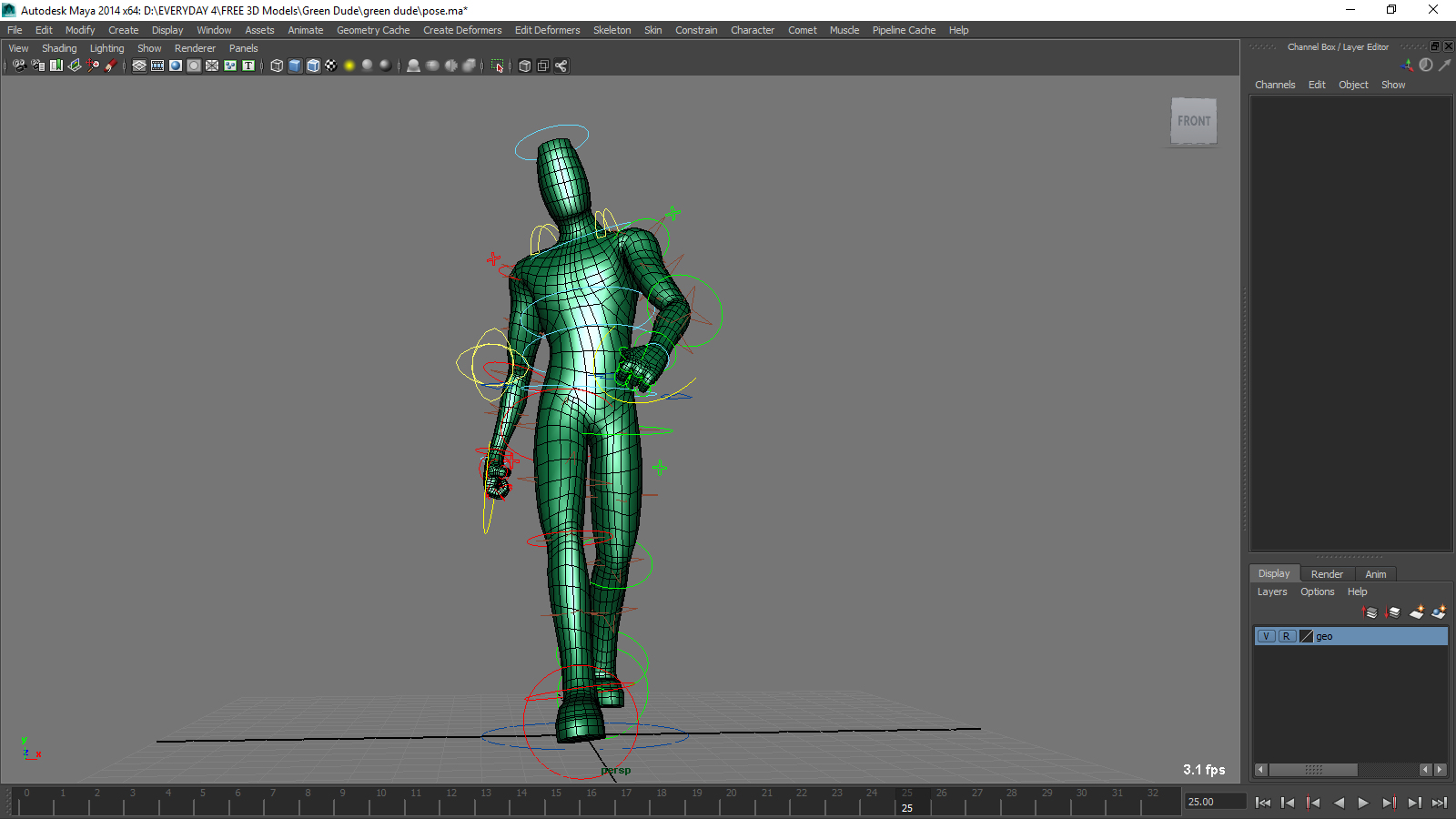 modelo 3d Green Dude Maya Rig gratis - TurboSquid 1357397