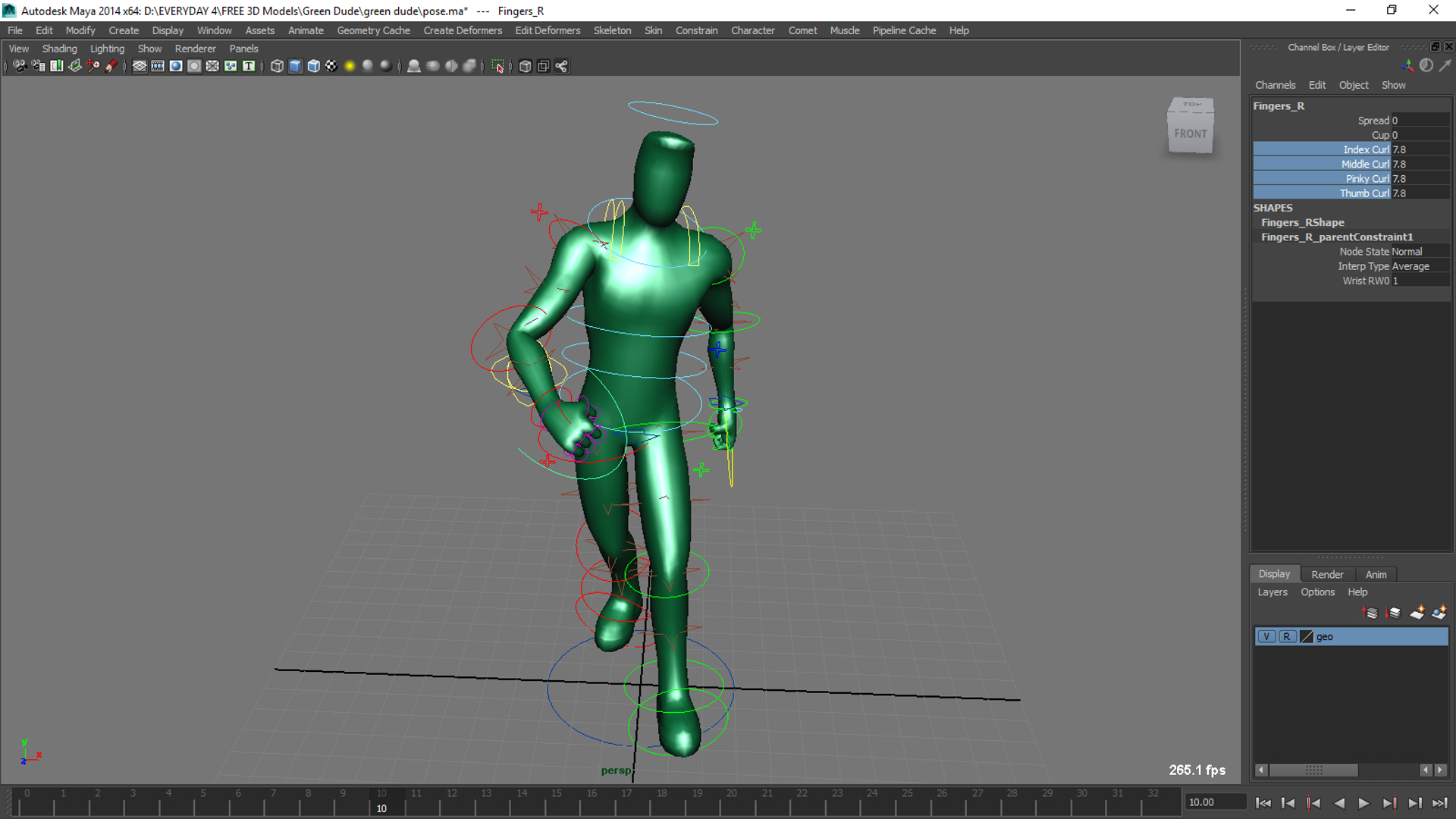 modelo 3d Green Dude Maya Rig gratis - TurboSquid 1357397