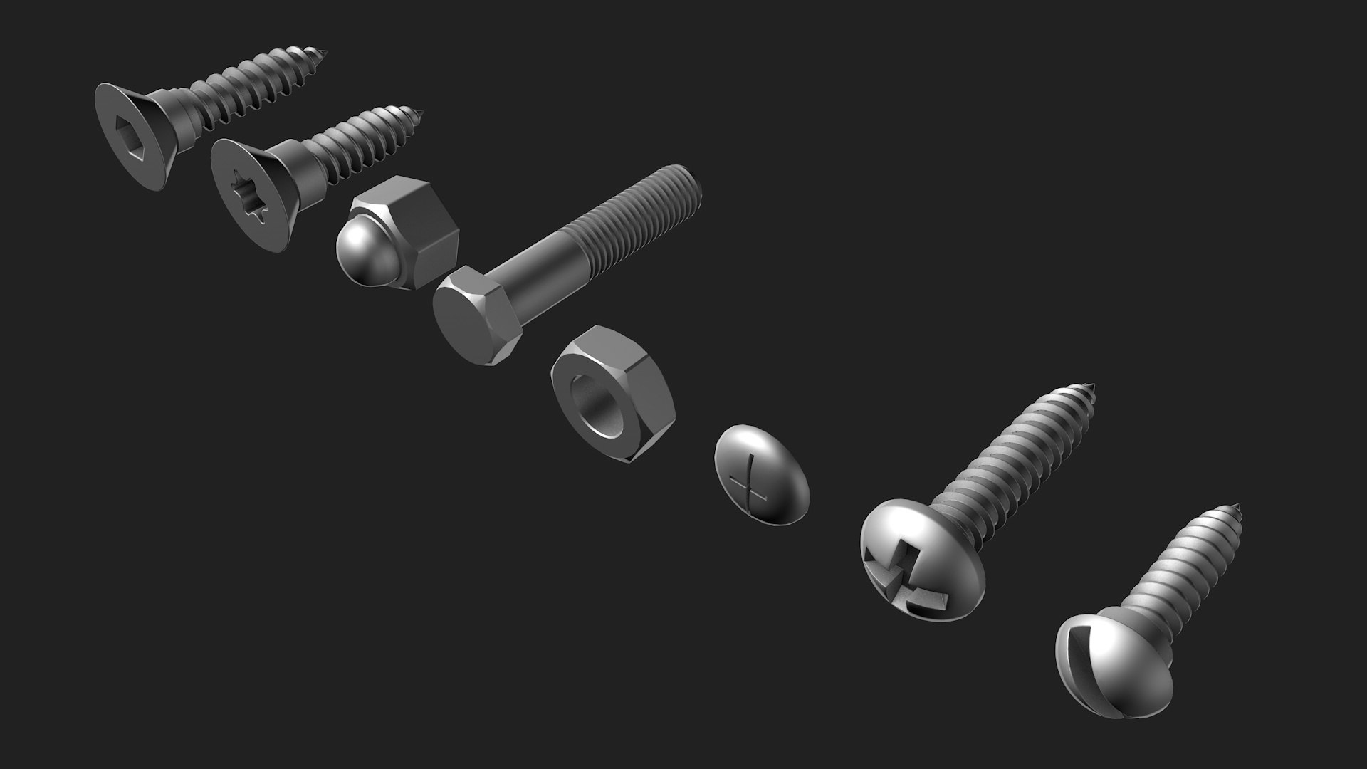 Screws AND Bolts 3D Model - TurboSquid 2111459