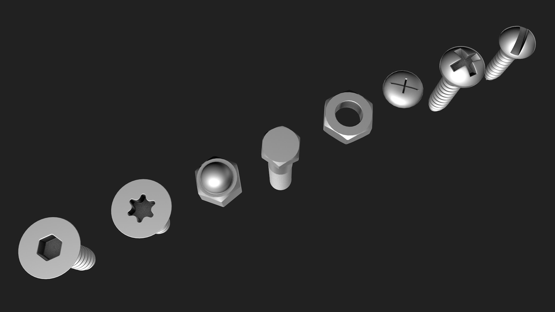 Screws AND Bolts 3D Model - TurboSquid 2111459