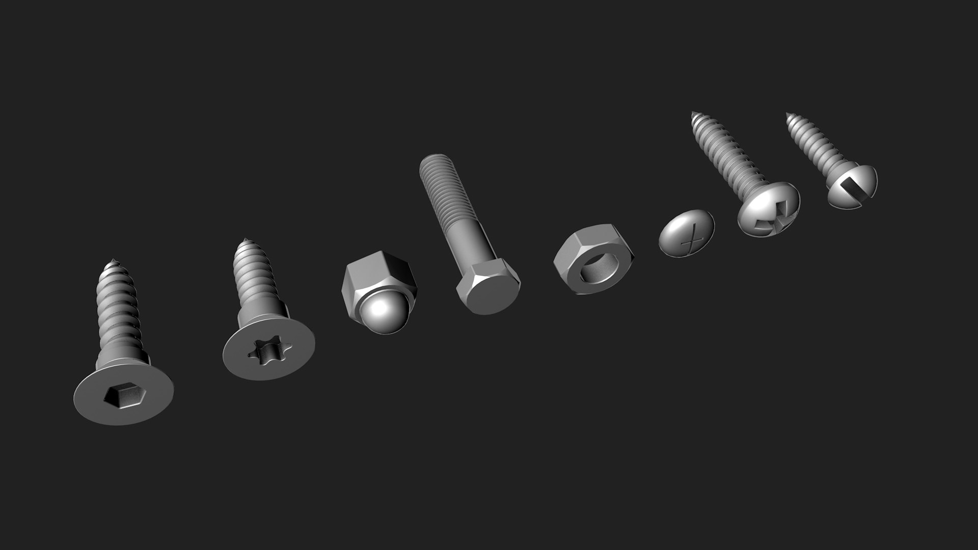 Screws AND Bolts 3D Model - TurboSquid 2111459