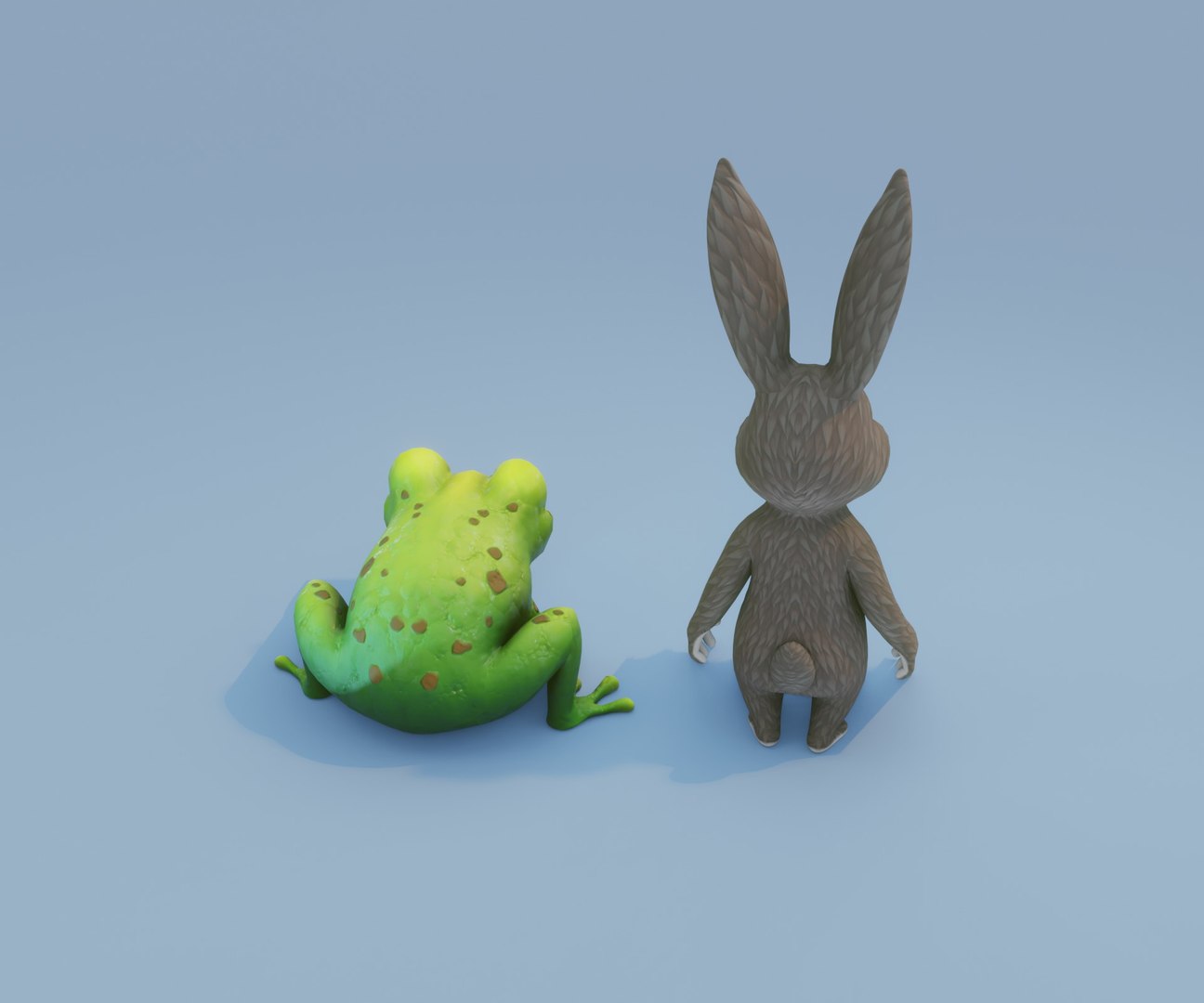 3D Model Froggy Fluffy - Cartoon Animated Frog And Rabbit Low-Poly 3D ...