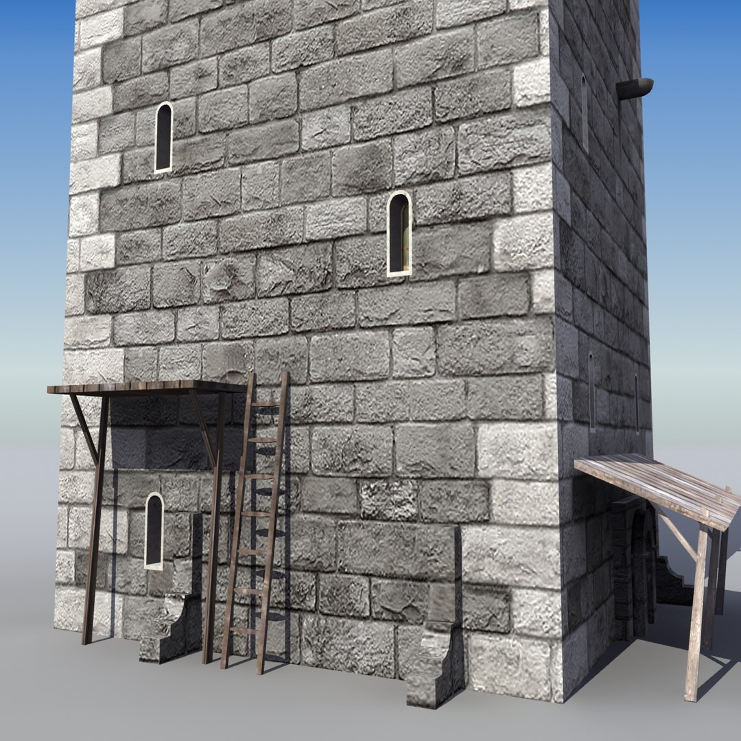3d model of medieval castle tower