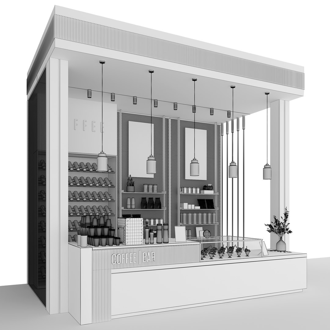 Cafe Bar Counter Model - TurboSquid 2034260