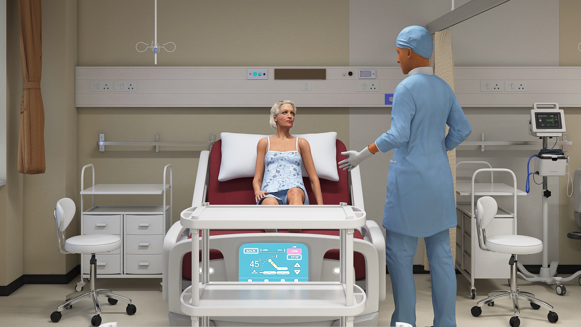 3D Hospital Room Interior With People - TurboSquid 2347123