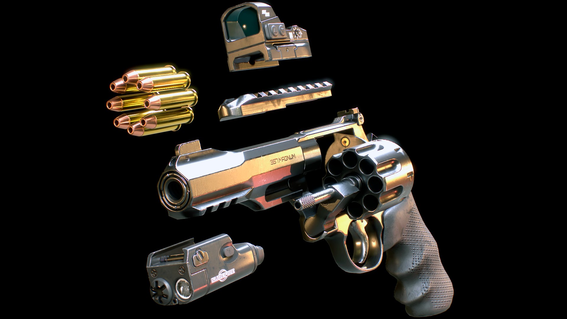 Magnum 357 Red Dot Scope Laser Designator 3D Model - TurboSquid 2179715