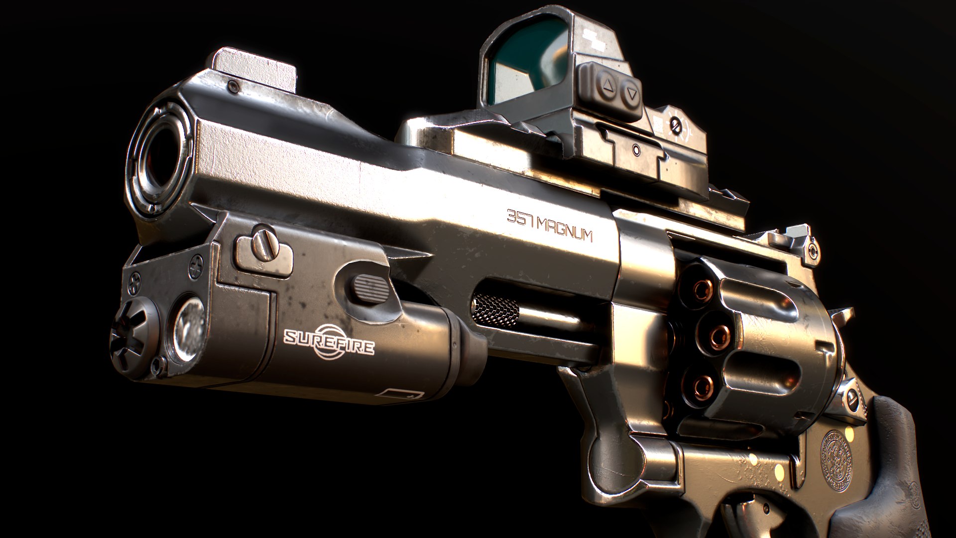 Magnum 357 Red Dot Scope Laser Designator 3D Model - TurboSquid 2179715