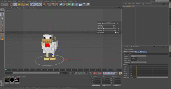 3d minecraft chicken rig