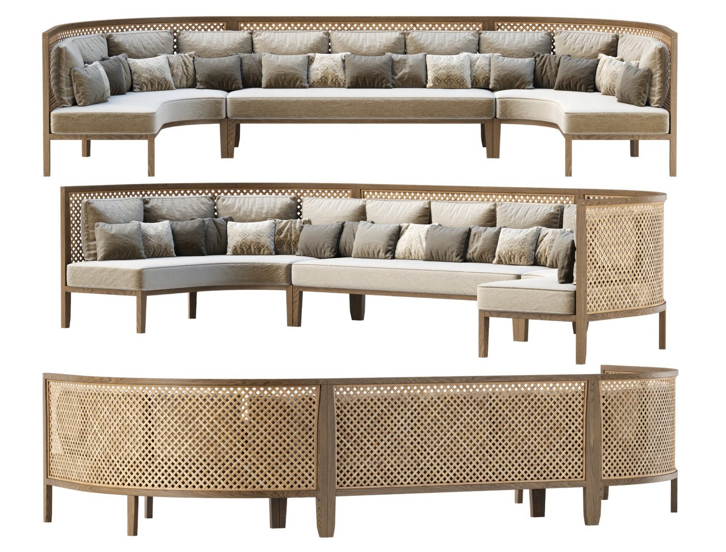 3D Karen Wooden Corner Restaurant Loveseat CRL By Bpoint - TurboSquid ...