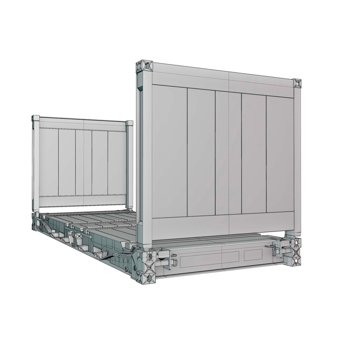 3D 20FT Flush Folding Flatrack Model - TurboSquid 2174549