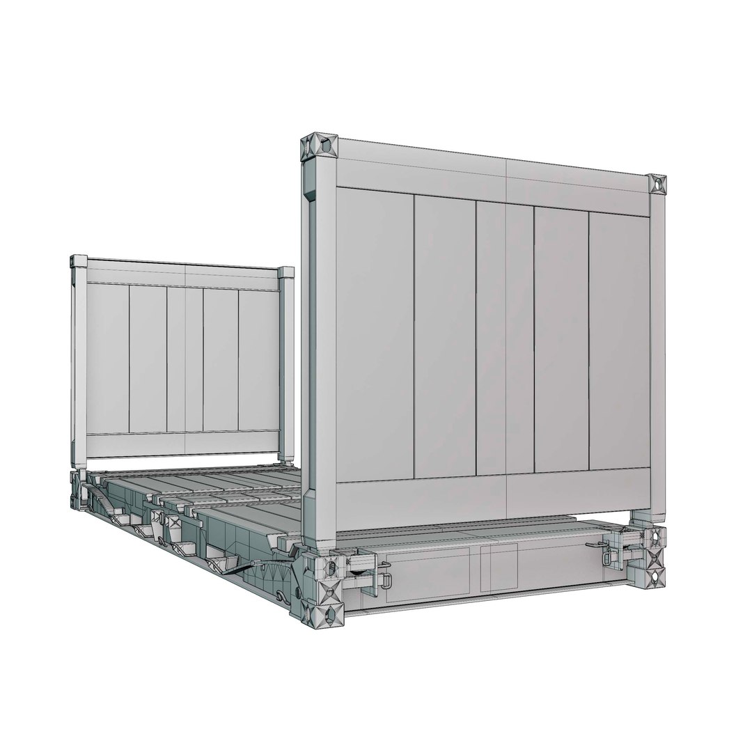 3D 20FT Flush Folding Flatrack Model - TurboSquid 2174549