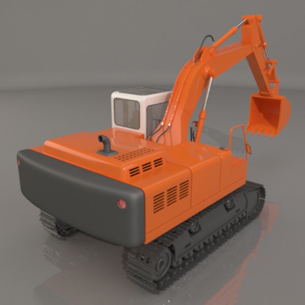 realistic crawler excavator 3d model