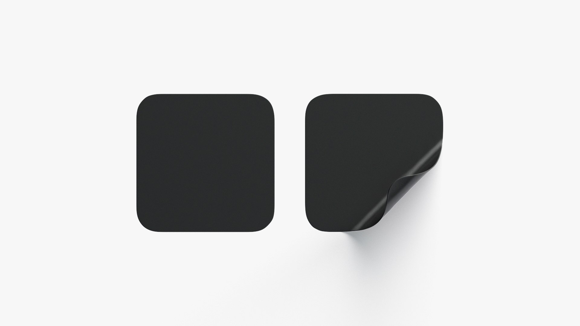 Two Black Square Stickers - Smooth And Curled Corners Adhesive Label ...