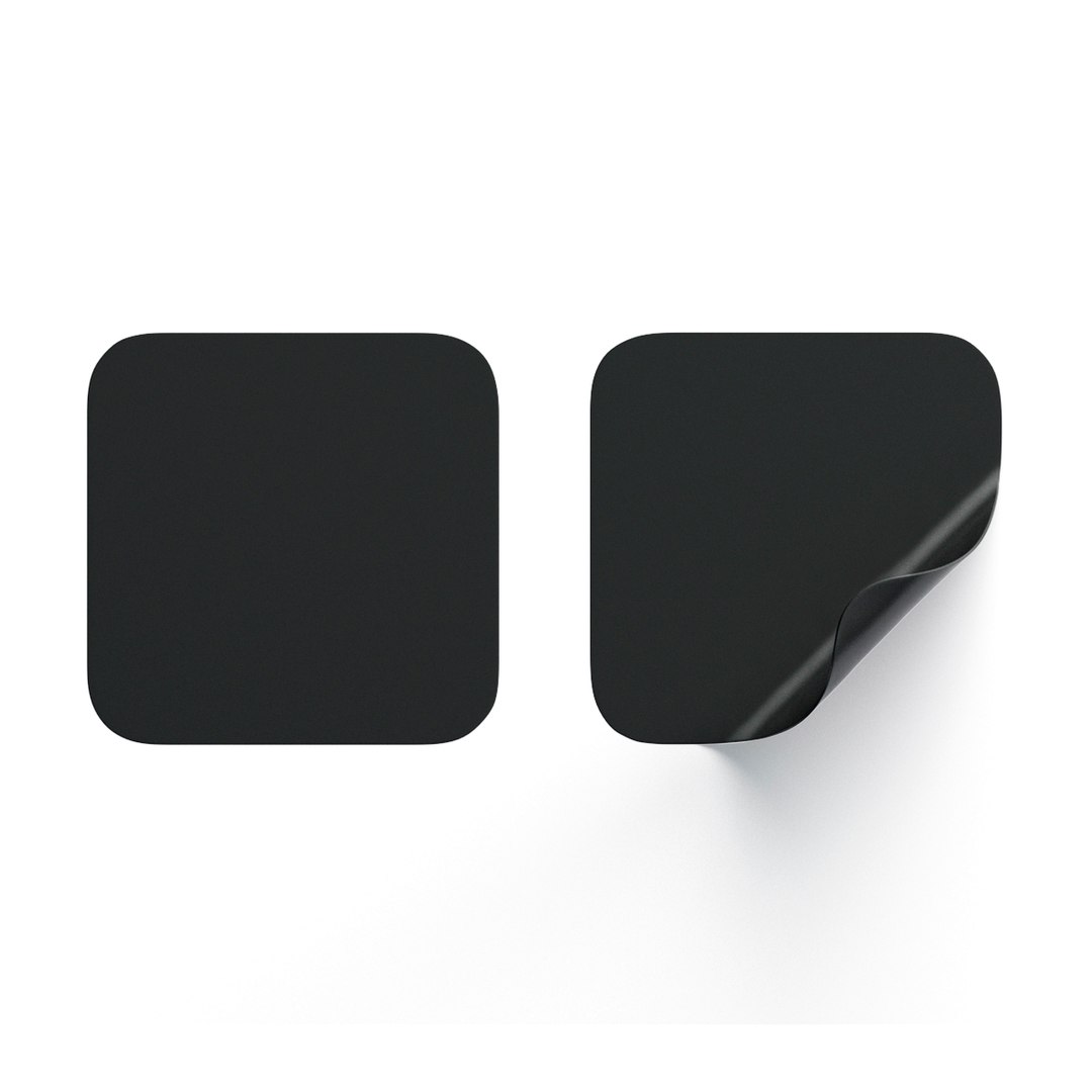 Two Black Square Stickers - Smooth And Curled Corners Adhesive Label ...