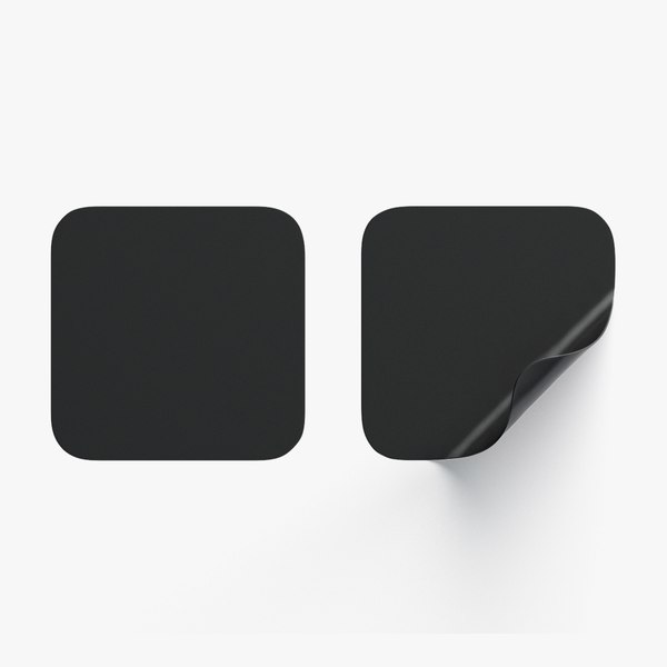 3D модель Two Black Square Stickers - smooth and curled corners ...