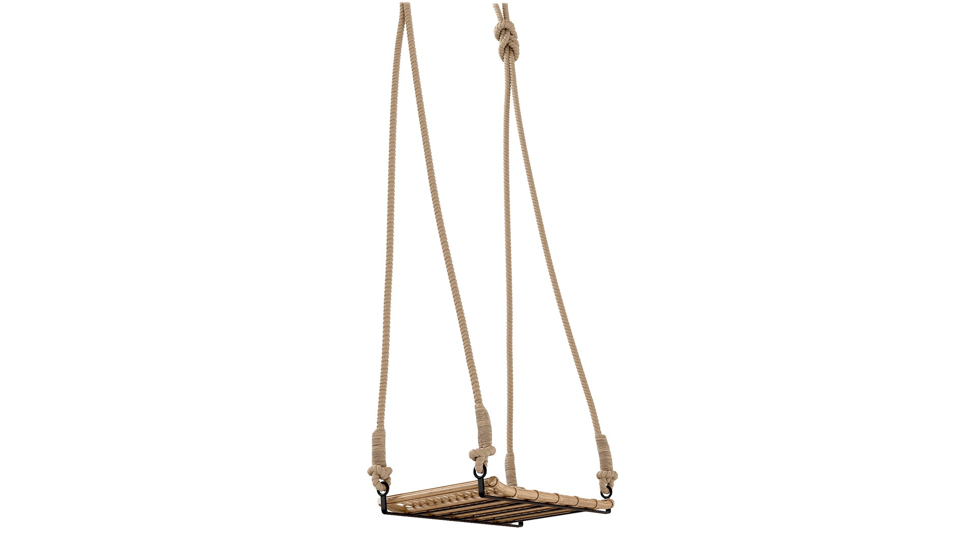 Natural Bamboo Swing With Jute Rope And Metal 3D Model - TurboSquid 1923067