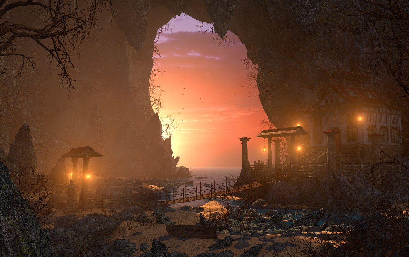 Fantasy Cave Asian House 3D Model - TurboSquid 1920250