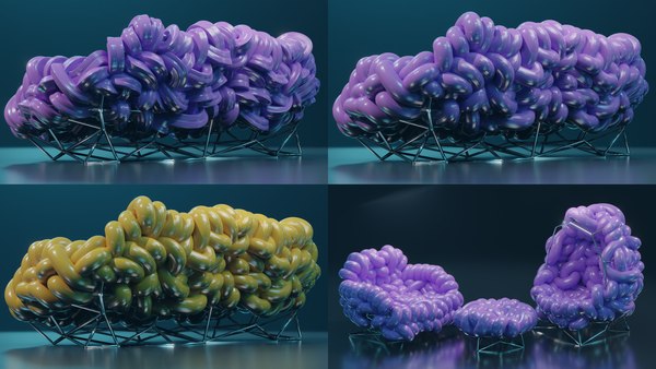 3D couch tube snake - TurboSquid 1704046