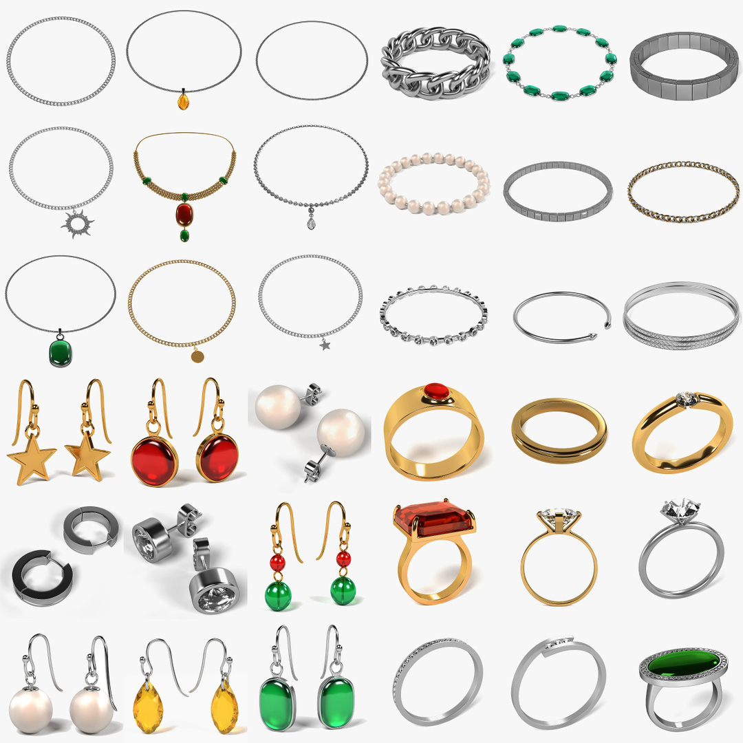 jewellery rings bracelets 3d 3ds