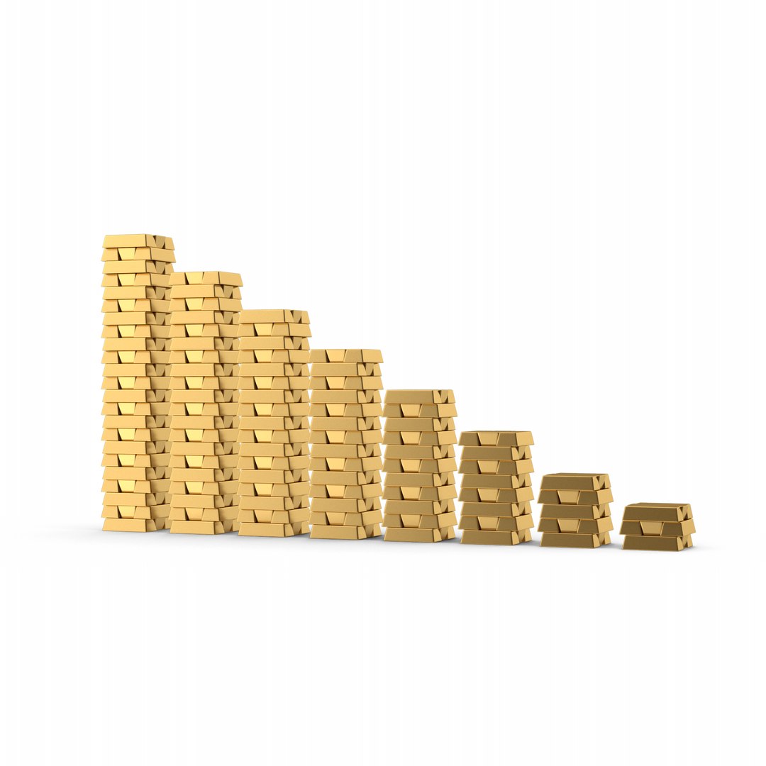 3D Gold Bars Chart Model - TurboSquid 2234374