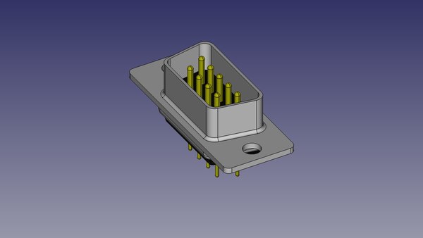 DB9 male connector through hole 3D model - TurboSquid 1986124