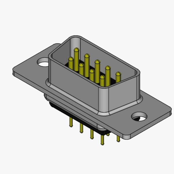 DB9 male connector through hole 3D model - TurboSquid 1986124