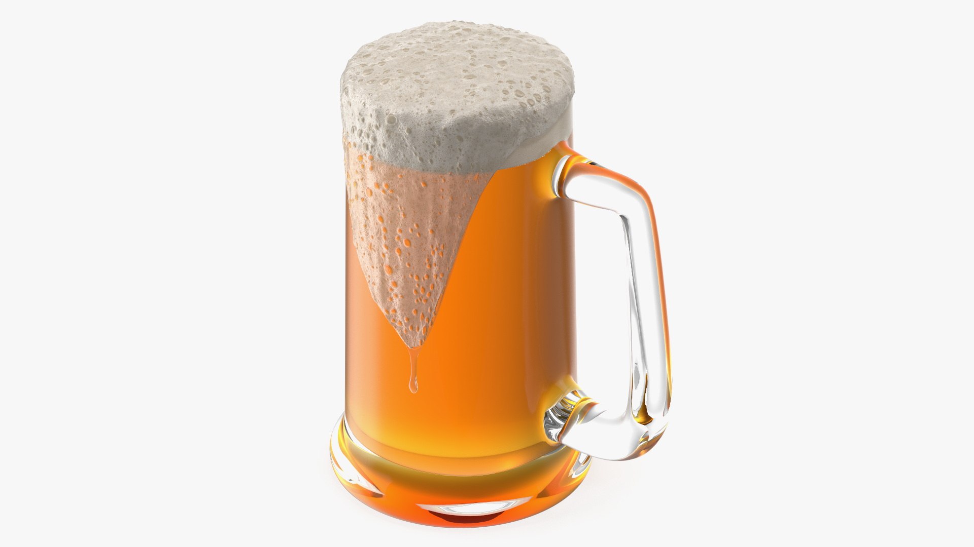 Frothy Beer In Glass Mug 3D Model - TurboSquid 2307289