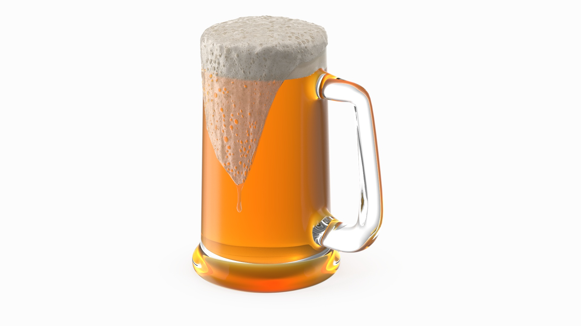 Frothy Beer In Glass Mug 3D Model - TurboSquid 2307289