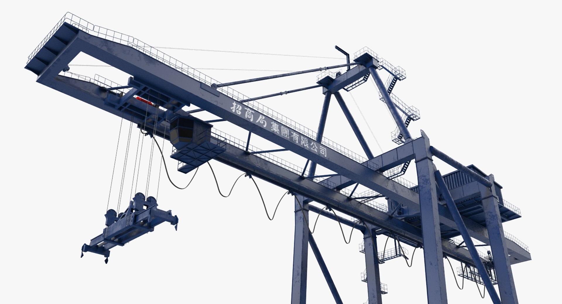 3d container crane blue model